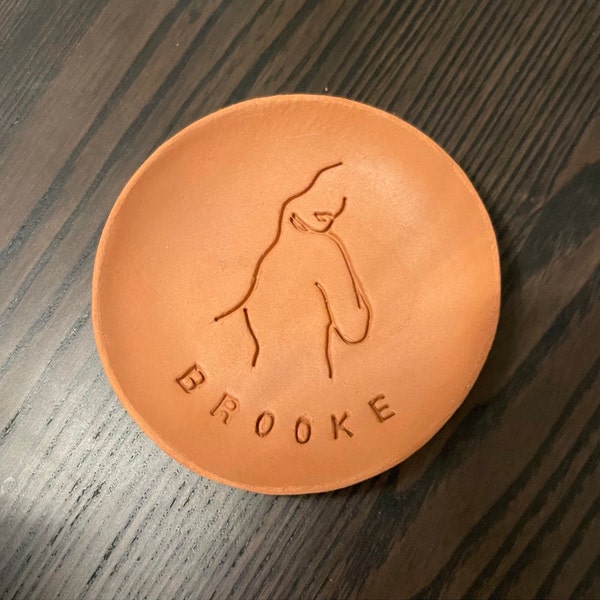 Personalised Handmade Line Art Clay Trinket Dish or Ring Holder ...