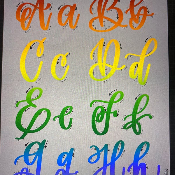 Flourish Alphabet Lettering Worksheet | Elegant Script Letters With ...