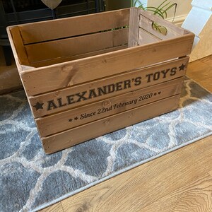 Personalised Wooden Toy Crate Toy Box Rustic Vintage Style | Etsy