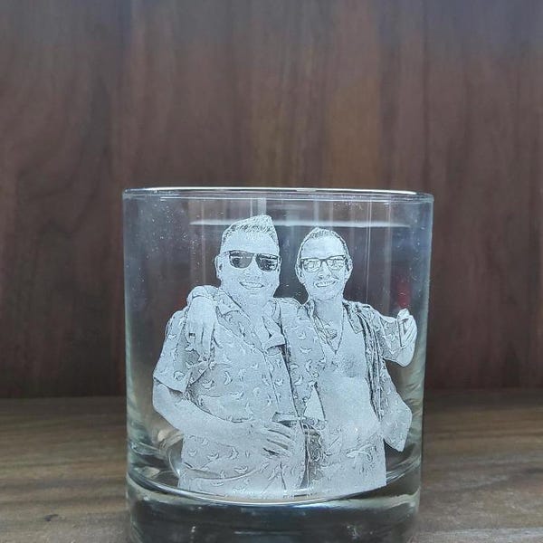 Etched Rocks Glasses |whiskey Glass, Picture on Glass, Family Photo ...