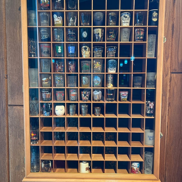 108 Shot Glass Shotglass Shooter Display Case Holder Cabinet Wall Rack ...