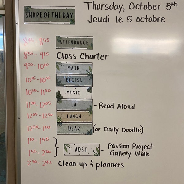 PLANTS & FOLIAGE Classroom Daily Schedule, Classroom Timetable Display ...