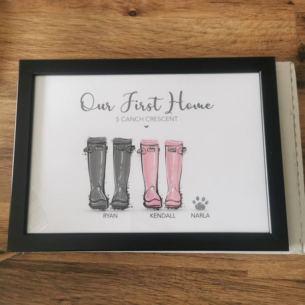 New Home Print, New Home Welly Print, Personalised Gift, First Home ...