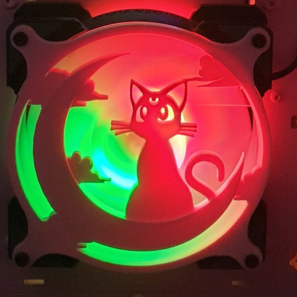 Crescent Moon Cat Gaming Computer Fan Shroud / Grill / Cover - Custom ...