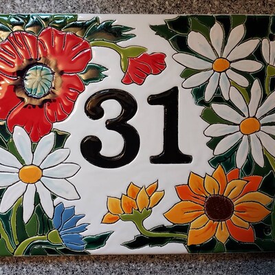 Custom House Numbers Tile With Tropical Fish, Coastal Address Sign ...