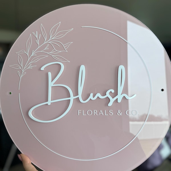 Large Round Business Sign, Business Logo Sign, Laser Cut 3D Lettering ...