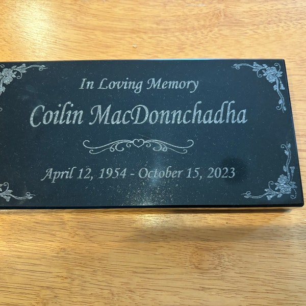 Personalized 8"x12"x1" Granite Memorial Headstone, Memorial Marker ...