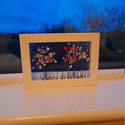 Fused Glass Box Framed Coed Enfys rainbow Trees Design - Etsy