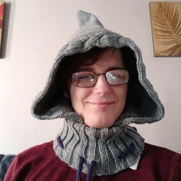 Magical Hood Sorcery Gray Vegan Wool Hand Knitted Witch Hat Wizard ...