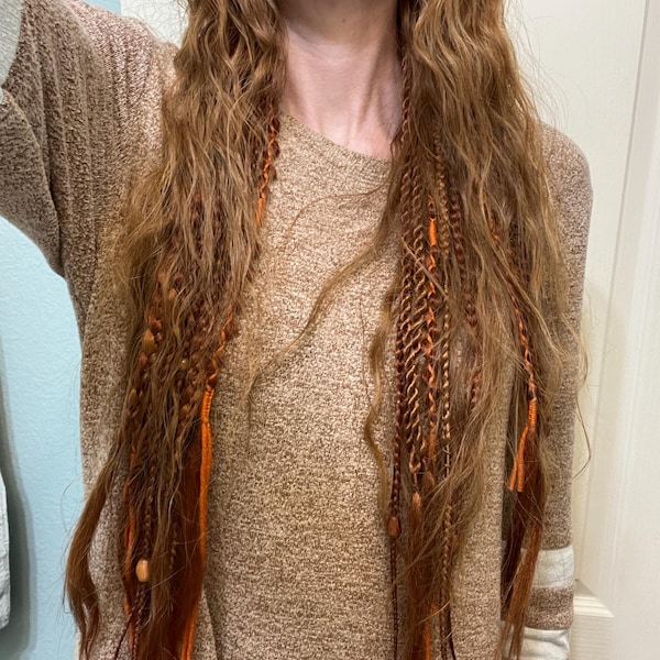 Clip in Braids Extension Brown, Dreadlock Hair Clips Shaten, Viking ...