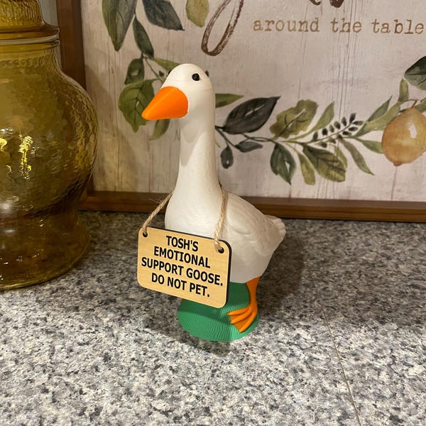 Emotional Support Desk Goose, Customized Sign, Stand for ...