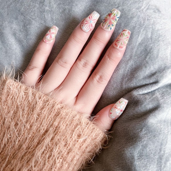 Luxury Press-on Nails, High-end Swarovski Crystal Long Nails, Roseup ...