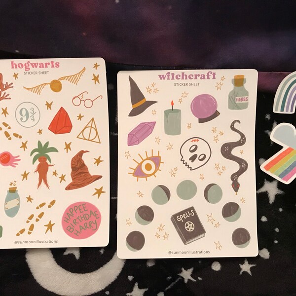 Wizard Sticker Sheet, Wizard Stickers, Planner Stickers, Bullet Journal ...
