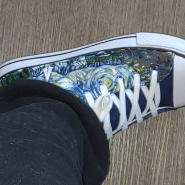 Custom Hand Painted Great Wave off Kanagawa Shoes, Hand Painted Hokusai ...