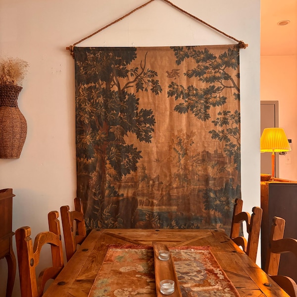 Handmade 100% LINEN 'golden Tapestry' Wall Hanging - 17th Century ...