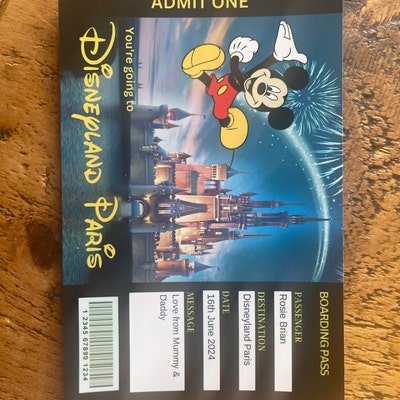Christmas Disneyworld Ticket Printable Theme Park Surprise Reveal ...