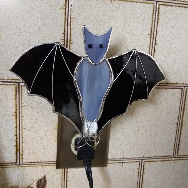 Stained Glass Black Bat Night Light - Etsy