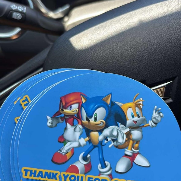 Sonic Birthday Party Stickers, Sonic the Hedgehog Birthday Favor Tags ...