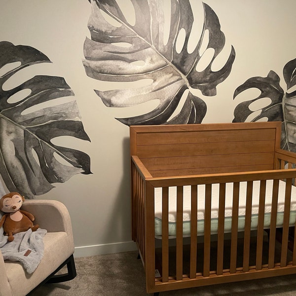 Oversize Monstera Leaf Decals - Tropical Leaves Removable Wall Decals ...