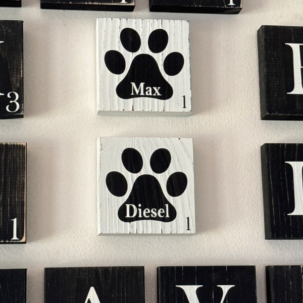 Personalized Paw Print Scrabble Tile, Pet Name Sign - Etsy