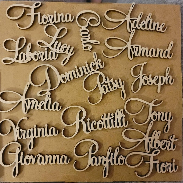 Laser Cut Wood Names Custom Laser Cut Name Signs Wedding Place Cards ...