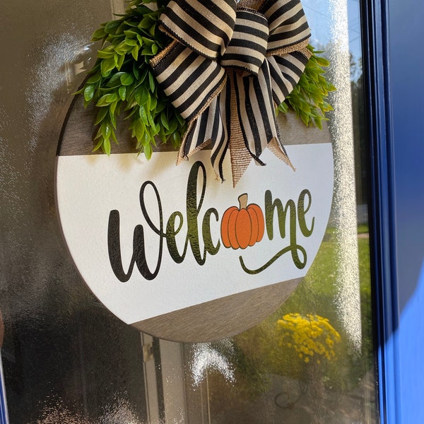 Fall Front Door Decor | Fall Door Hanger | Fall Welcome Sign | Pumpkin ...