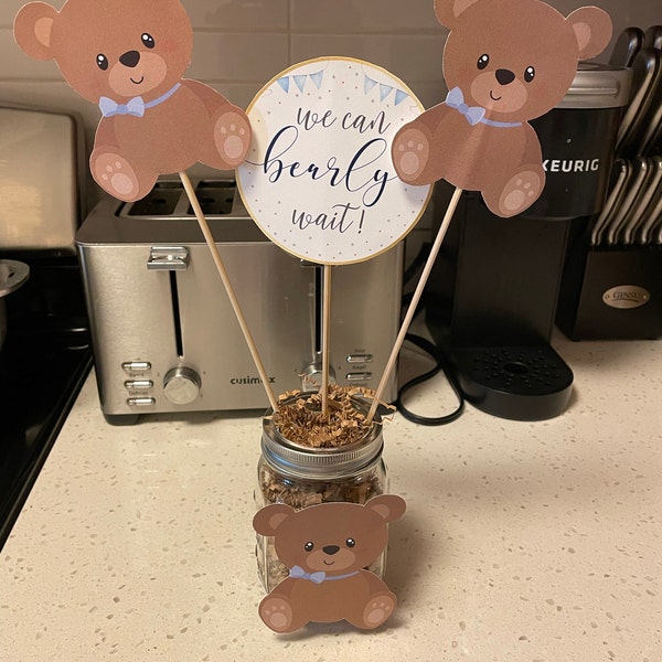 PRINTABLE Teddy Bear Centerpieces, Teddby Beary Baby Shower Decorations ...