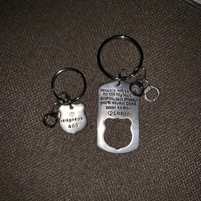 Police Officer Keychain Set Hand Stamped Personalized Just for You ...