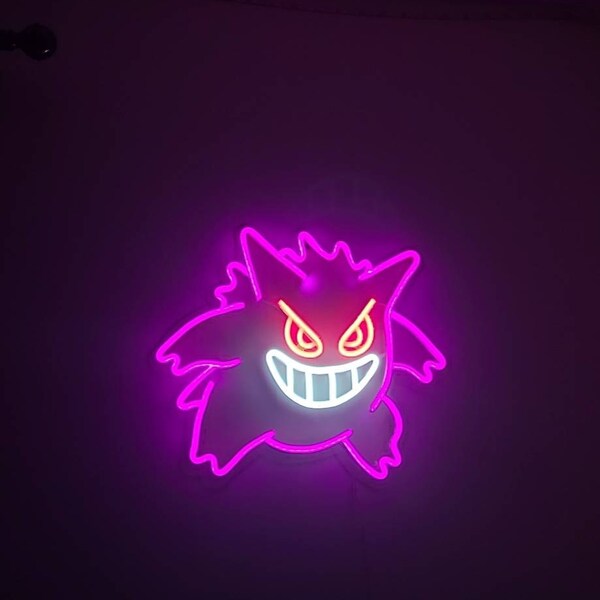 Gengar LED Cute Anime Neon Sign Gengar I Choose You Design Home LED ...
