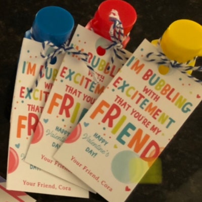 Printable Bubbling With Excitement That You're My Friend Valentine Card ...