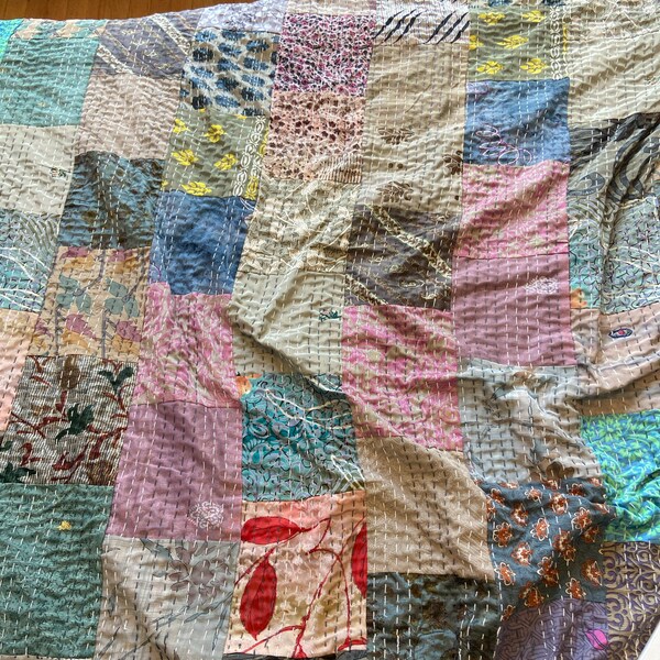 Bohemian Patchwork Quilt Kantha Quilt Handmade Vintage Quilts Boho King ...
