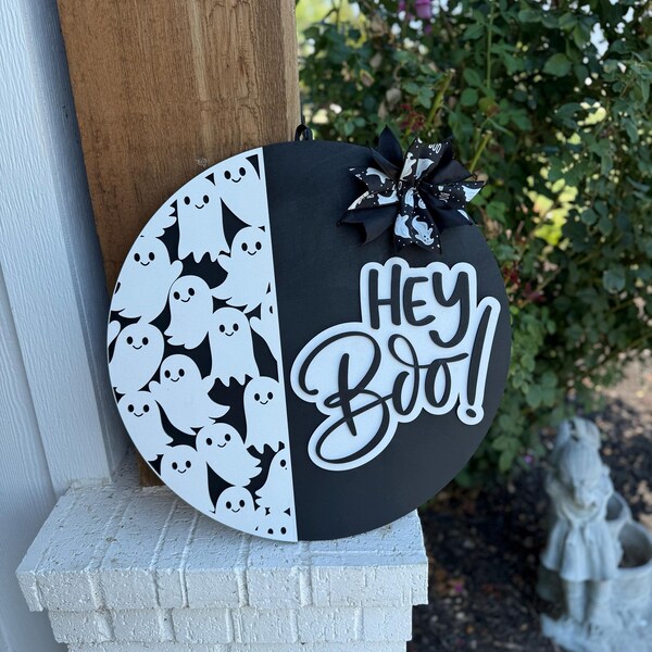 Hi Hey Hello Round Door Hanger SVG File, Laser Cut Design, Layered Wood ...