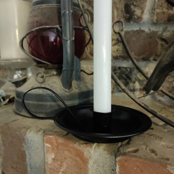 Taper Candle Holder Pan With Handle Metal Craft Supply Farmhouse ...