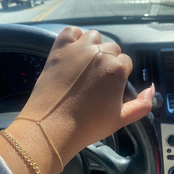 14K Gold Hand Chain / Minimalist Hand Bracelet / Shahmaran - Etsy