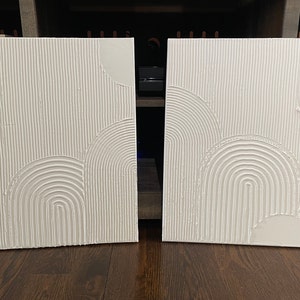 WAVES Set of 4 Textured Plaster Wall Art Minimalist Art - Etsy