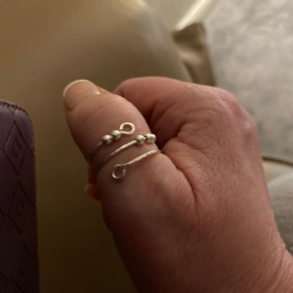 Fidget Thumb Ring, 925 Sterling Silver Wire & Balls, Hand Hammered ...