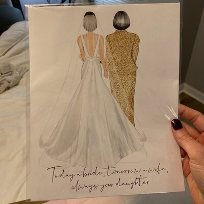 Mother of the Bride Illustration, Wedding Parent Print, Customized ...