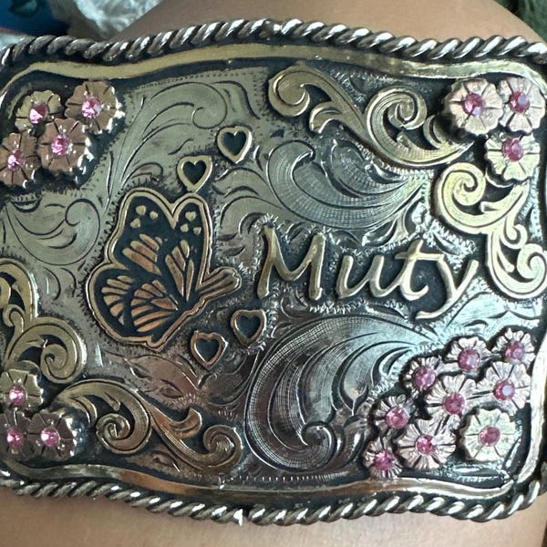 Trophy Western Belt Buckle Custom Made German Silver Hand Engraved ...