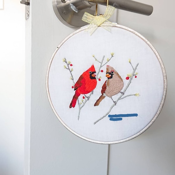 Cardinals Embroidery Kit: Wild Bird Design With 6" Hoop - Etsy