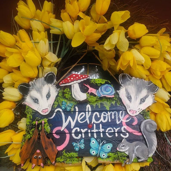 Custom Welcome Critters Sign W/ Moss - Etsy