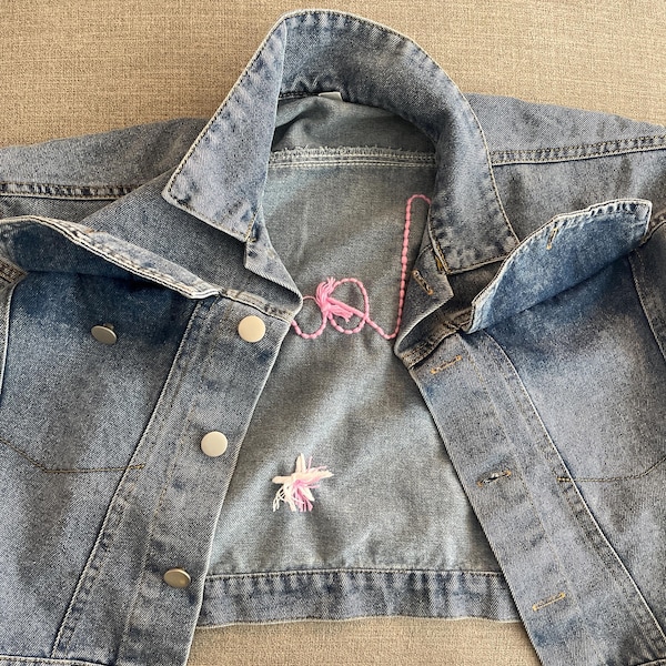 Kids Hand Embroidered Denim Jacket | Personalized Name Kids Jean Jacket ...