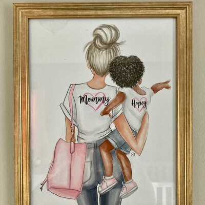 Mommy and Me Art, Girly Art, Girly Print, Little Girl, Mom Print, Girls ...