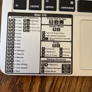 Mac OS MacBook Keyboard Shortcut Decal Sticker - Etsy