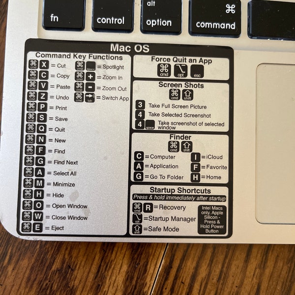 Mac OS MacBook Keyboard Shortcut Decal Sticker - Etsy
