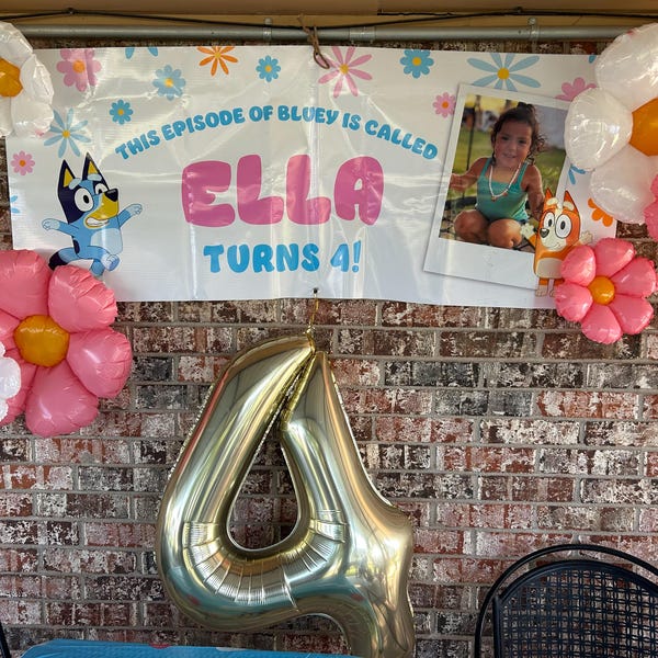 Bluey Floral Daisy Birthday Party Banner - Etsy