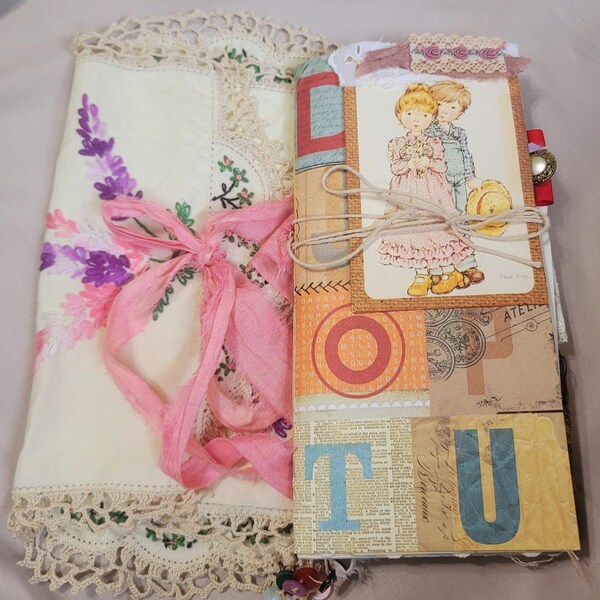 Quilted Cover Scrappy Journal/ Vintage Filled Journal/junk Journal - Etsy