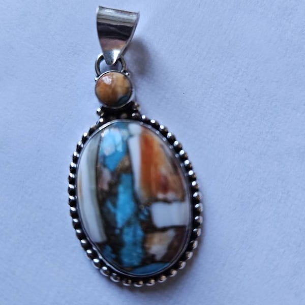 Oyster Copper Turquoise Pendant, 925 Sterling Silver Pendant, Oyster ...