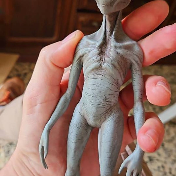 BIG 1/6 Grey Alien Figure Roswell Area 51 S4 UFO Pilot Model Retro Sci ...