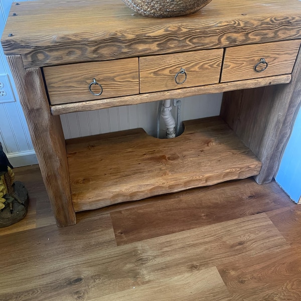 Bathroom Sink Vanity Table Vanity Handmade Wood, Reclaimed Wood Live ...