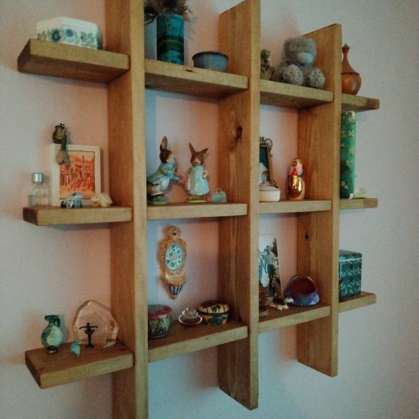 Reclaimed Wooden Wall Mounted Display Shelf With Compartments - Etsy